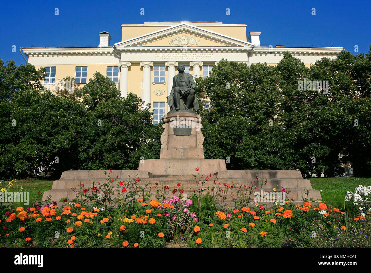 Statue of the Russian scientist Mikhail Lomonosov (1711-1765) outside ...