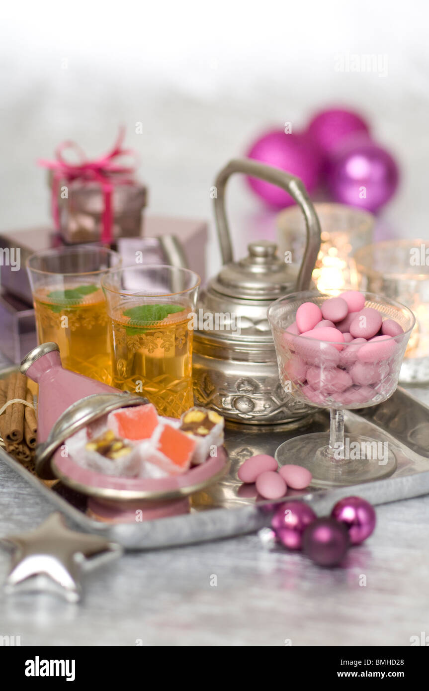Turkish Delight, Turkish Tea, on Silver Tray Stock Photo - Alamy