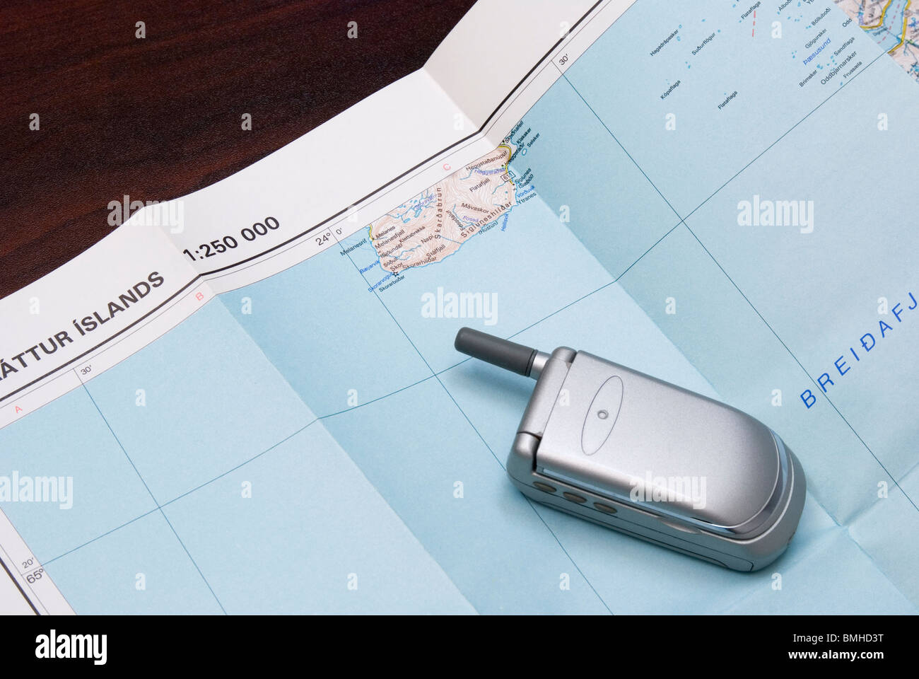 cellphone on map Stock Photo - Alamy