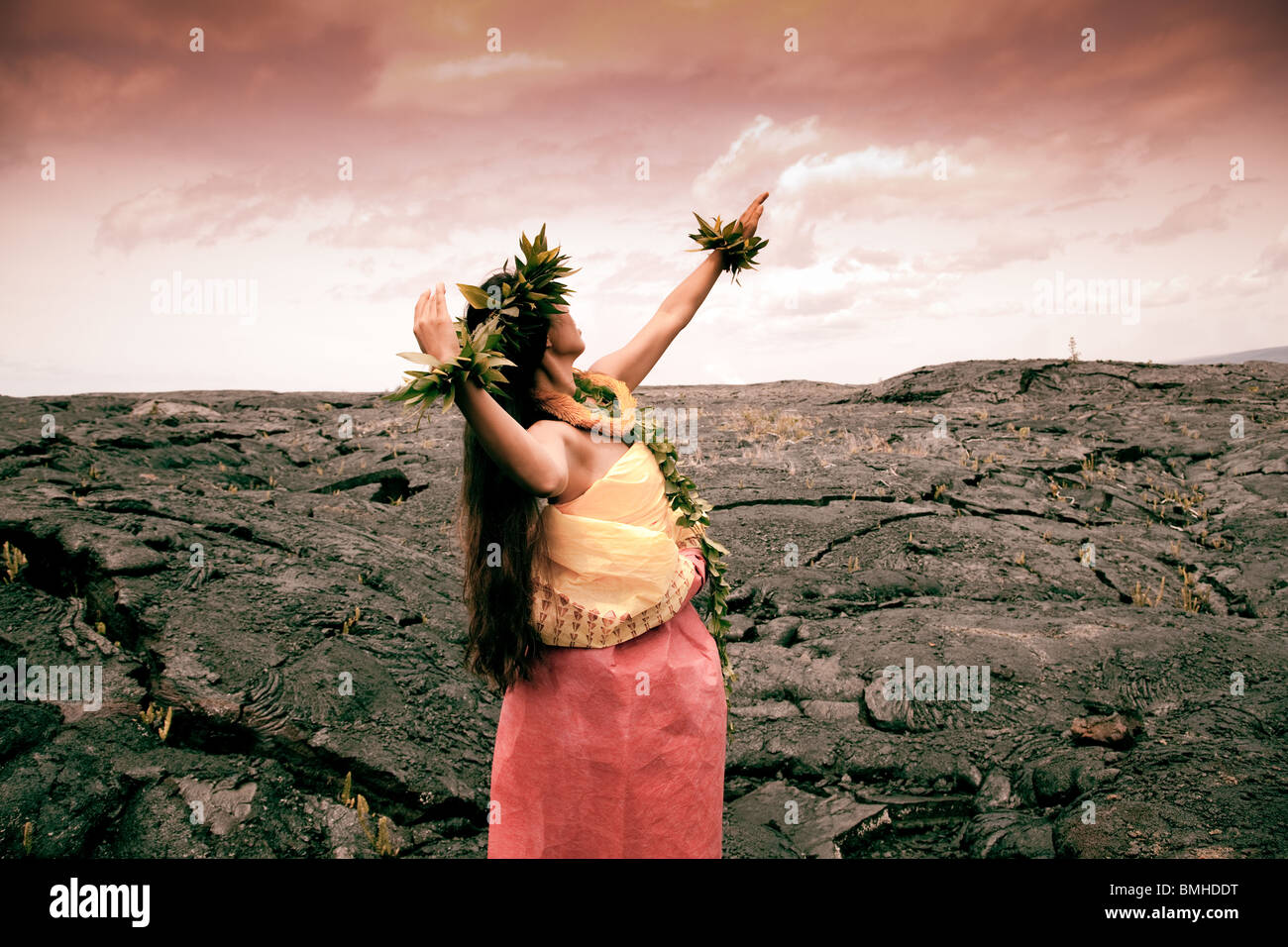 Female Hawaiian hula dancer Stock Photo - Alamy