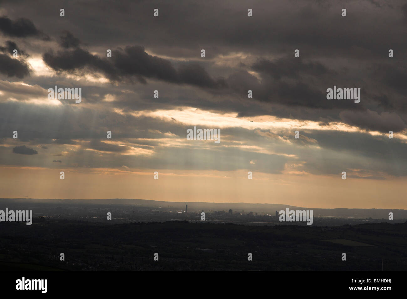 View of Manchester from Snake Pass, Derbyshire, England, UK Stock Photo ...