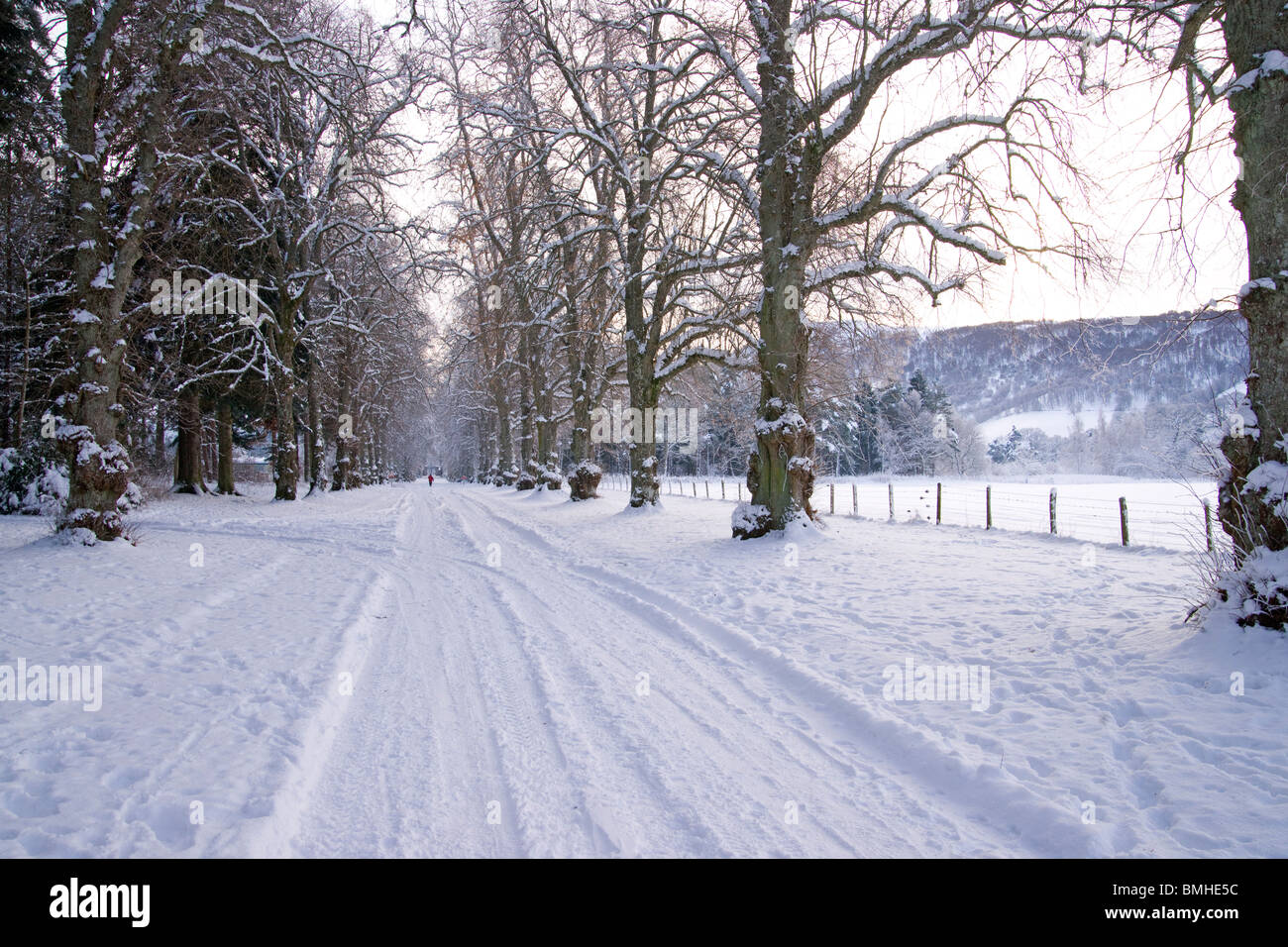 Blair Atholl Castle grounds, winter Snow, Ice, Perthshire, Scotland ...