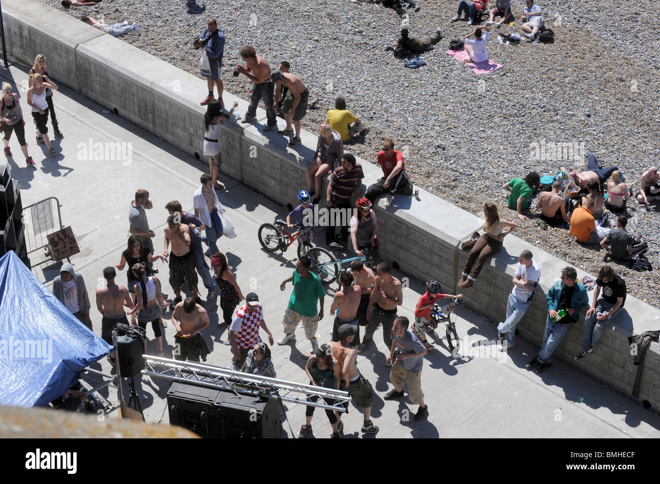 An illegal rave taking place on the undercliff path between Brighton ...