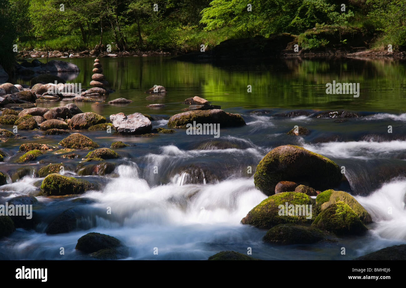 The River Dart, Meandering through Dartmoor National Park Stock Photo ...