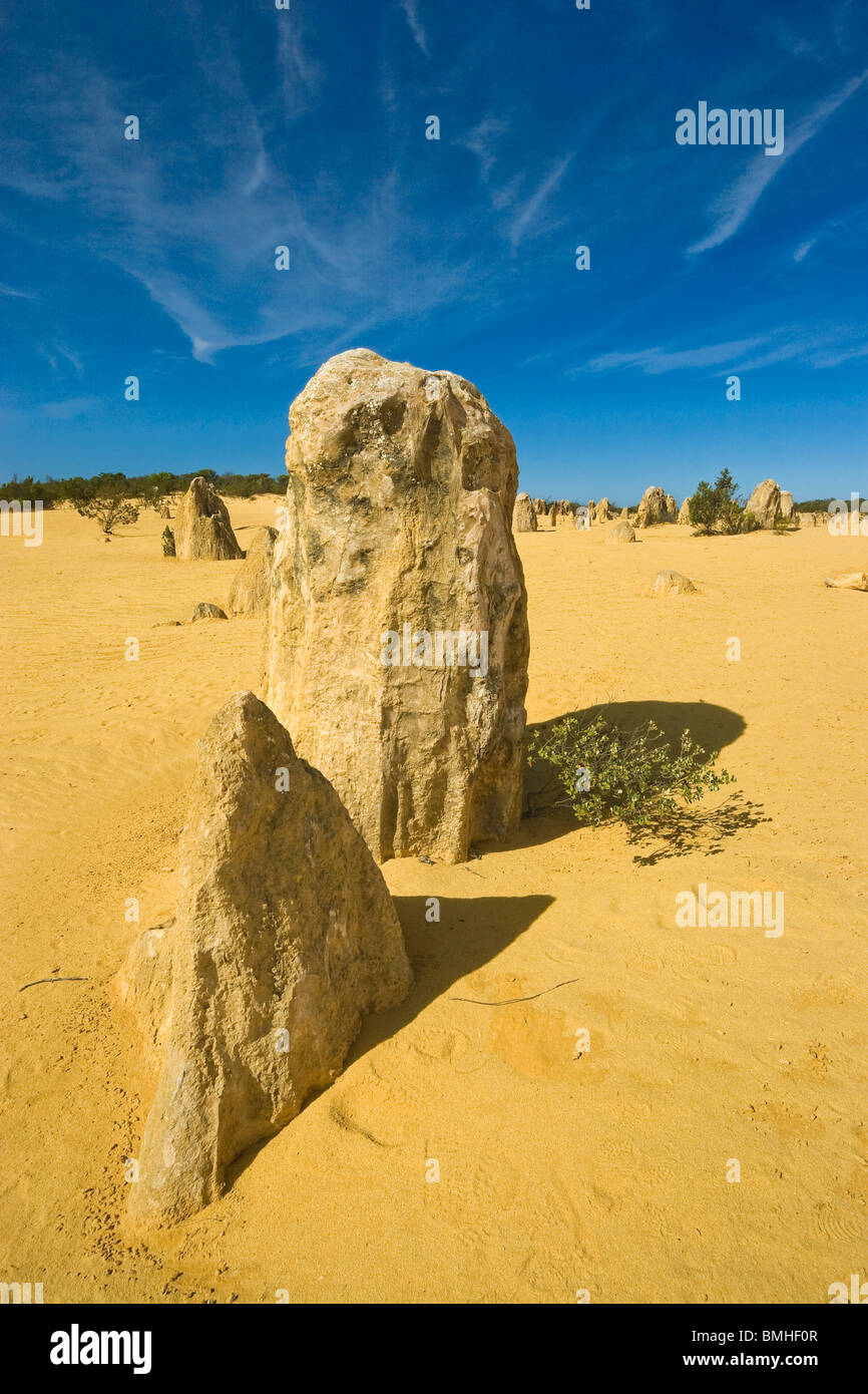 Rock pillars of eroded limestone in the Pinnacles Desert, Nambung ...