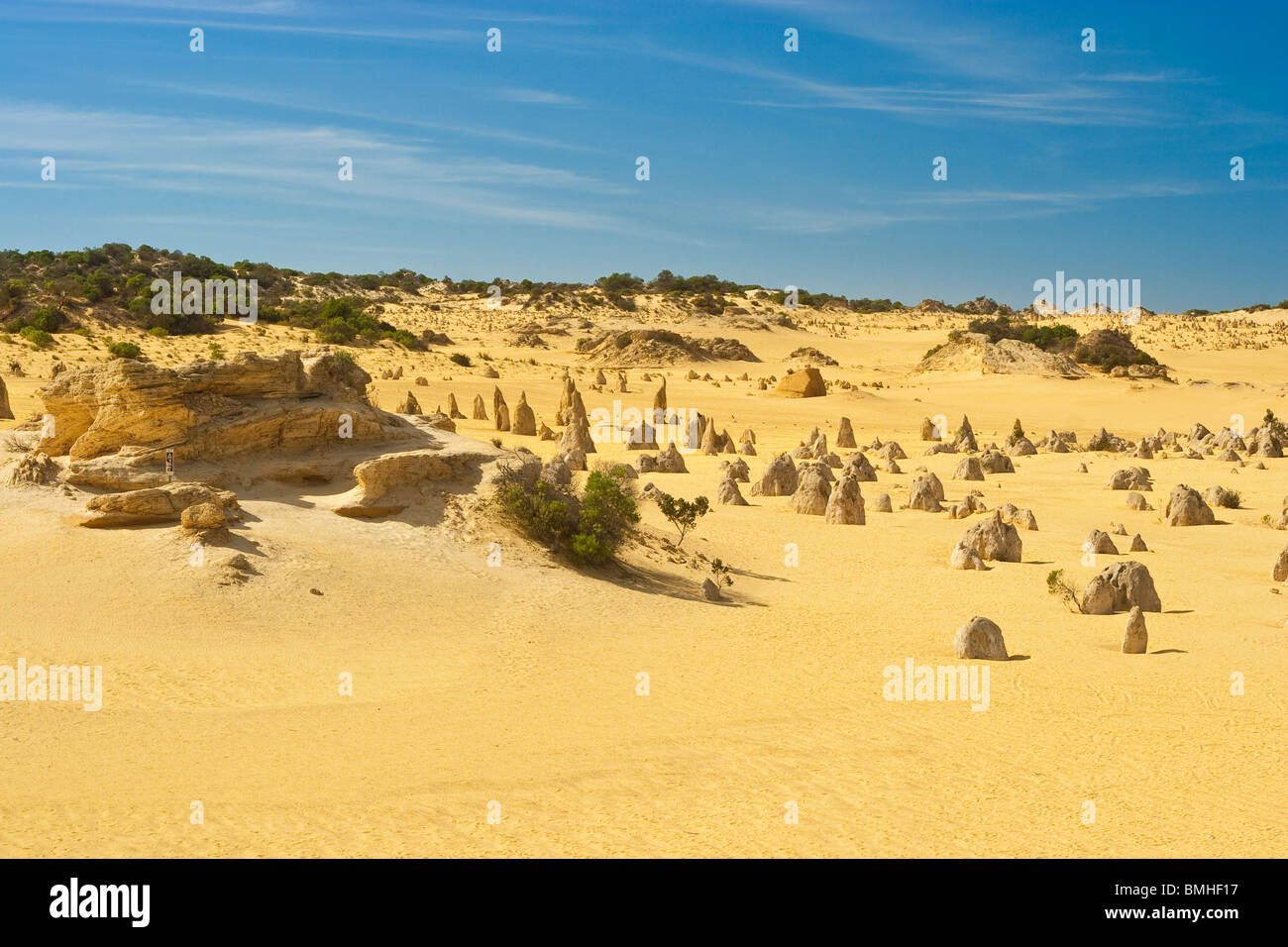 Rock pillars of eroded limestone in the Pinnacles Desert, Nambung ...