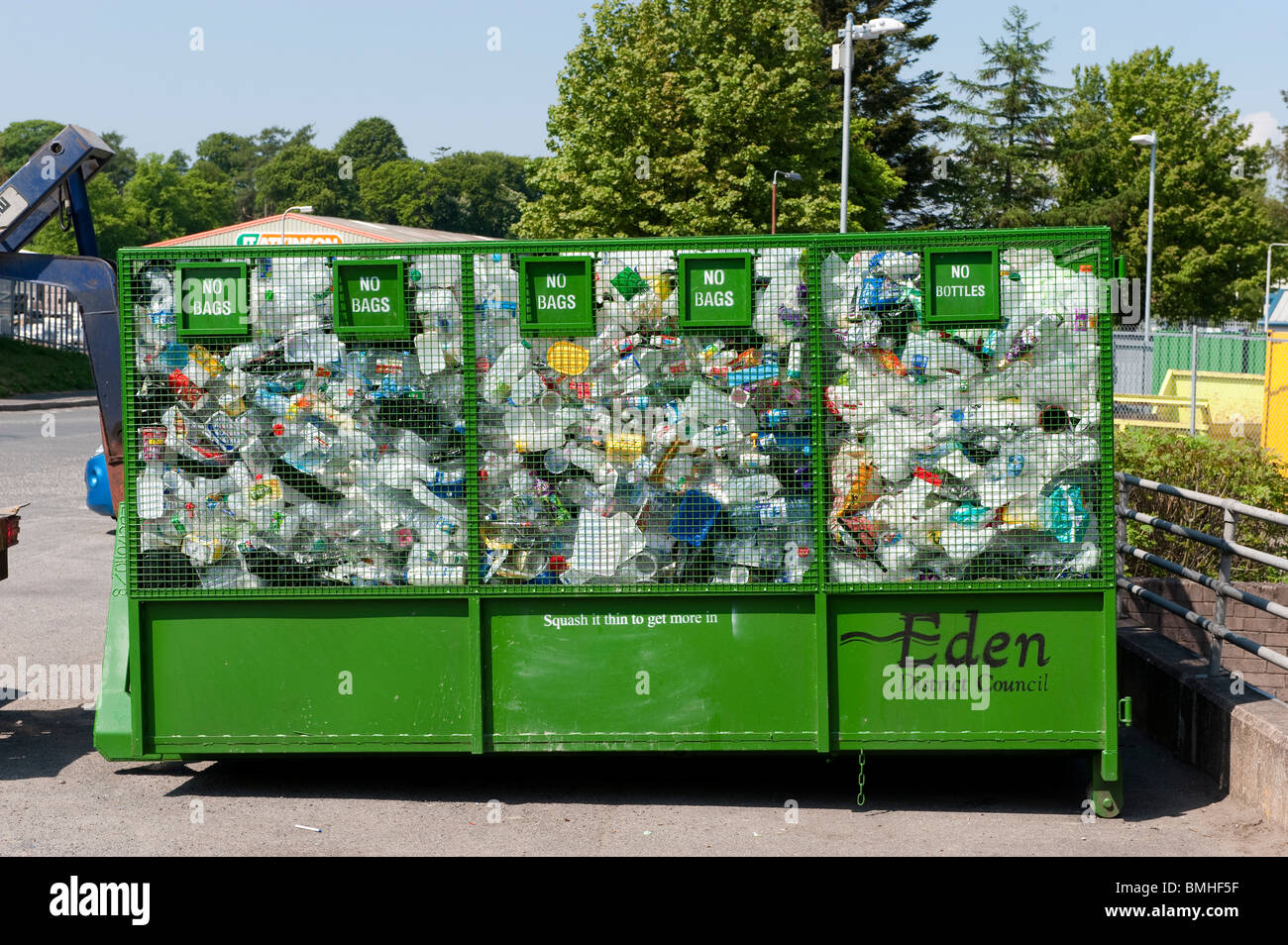 Wagon collecting plastic for recycling Stock Photo - Alamy