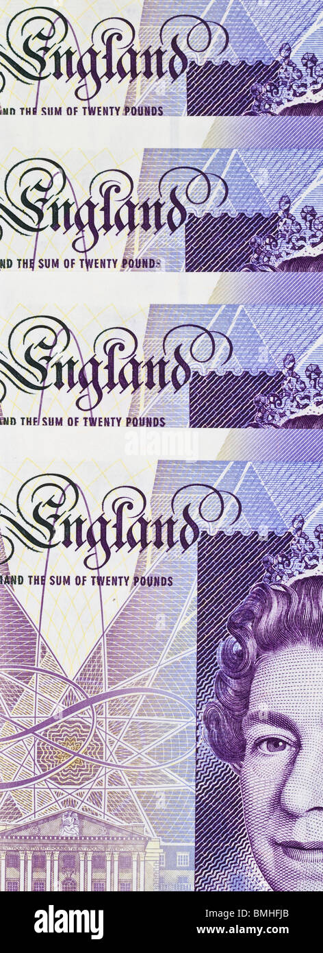 Detail of twenty pound notes Stock Photo - Alamy