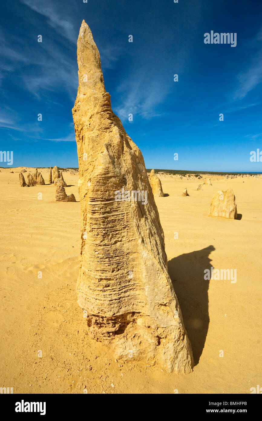 Rock pillars of eroded limestone in the Pinnacles Desert, Nambung ...