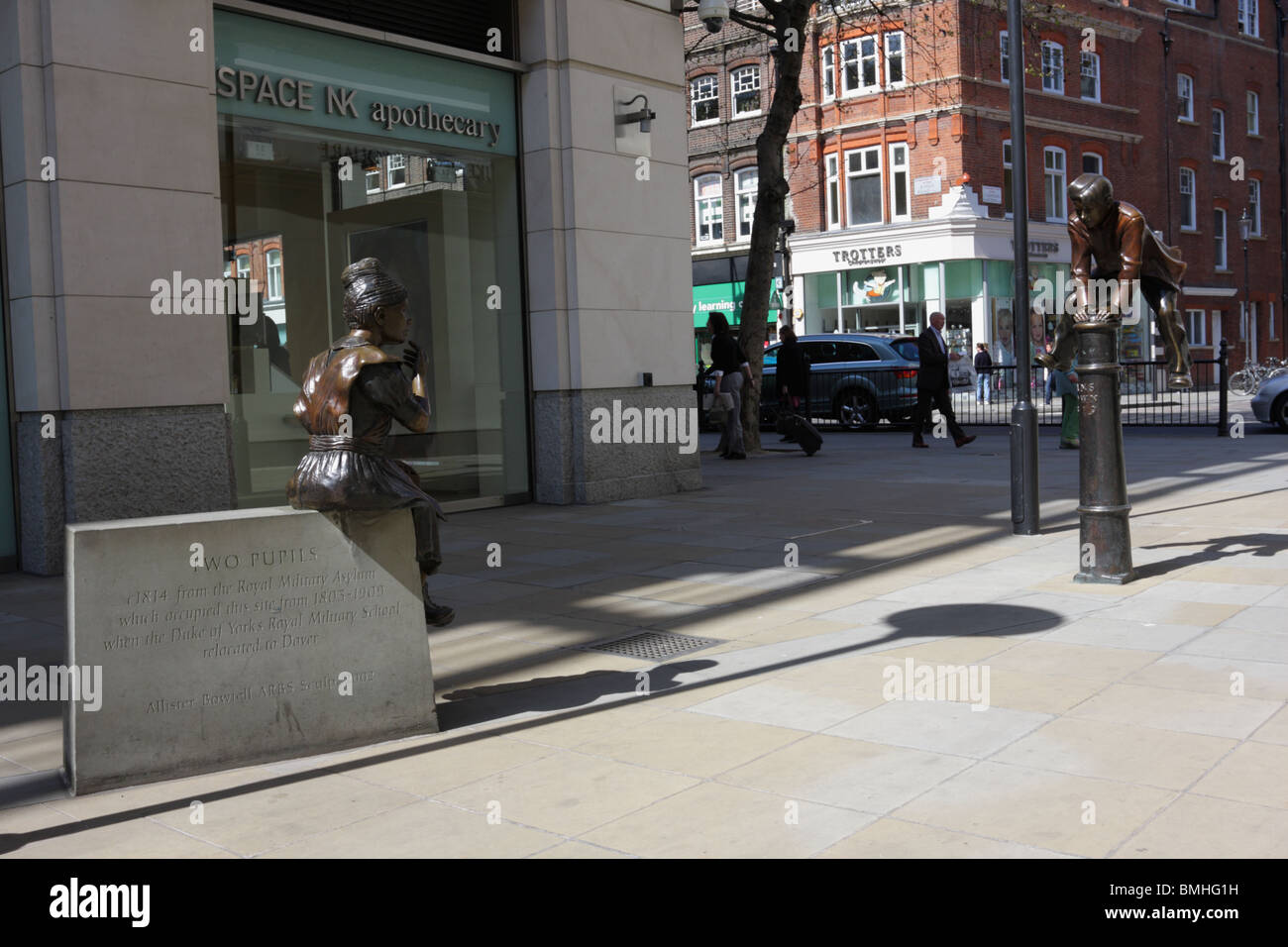 Boy and girl in bronze from the Royal Military Asylum which stood on ...