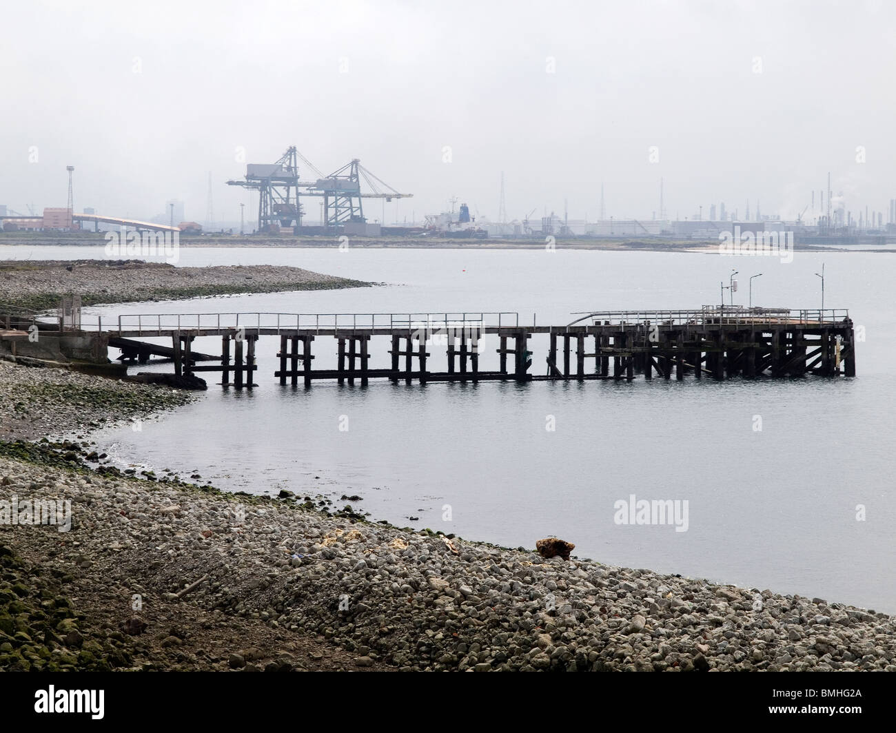 Jetty for Pilot boats at Teesport with heavy industry in the background ...