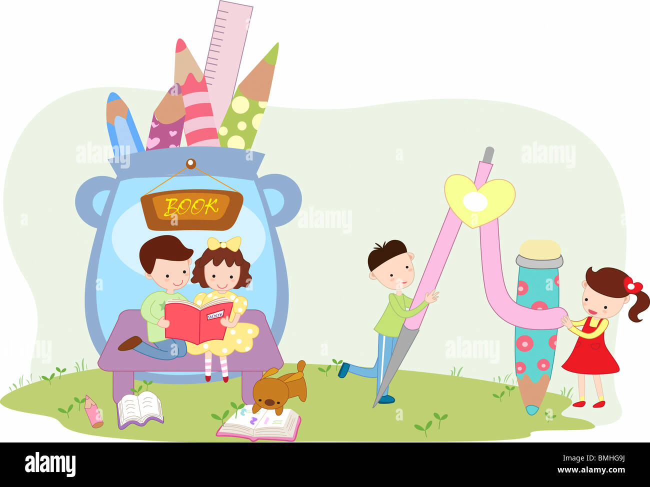 students reading books Stock Photo - Alamy