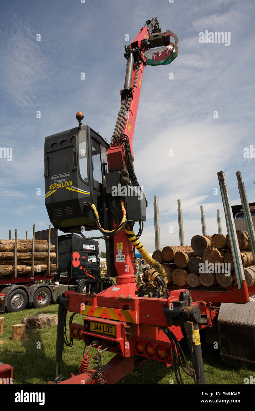 Modern machinery for transporting and handling timber at Woodfest Wales ...