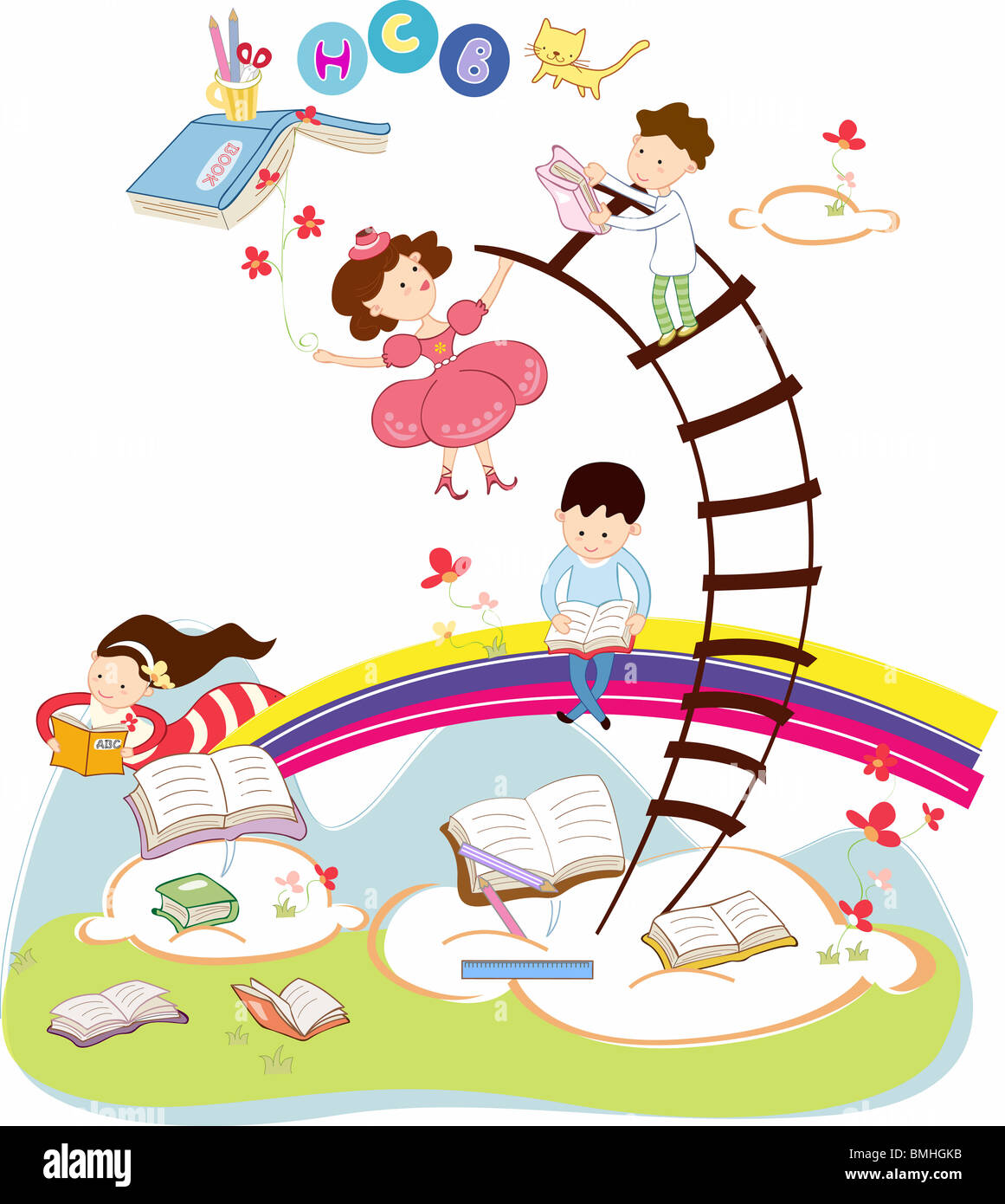 students reading books Stock Photo - Alamy