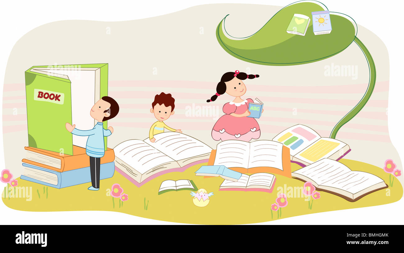 students reading books Stock Photo - Alamy