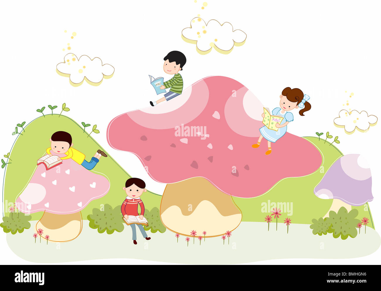 students reading books Stock Photo - Alamy