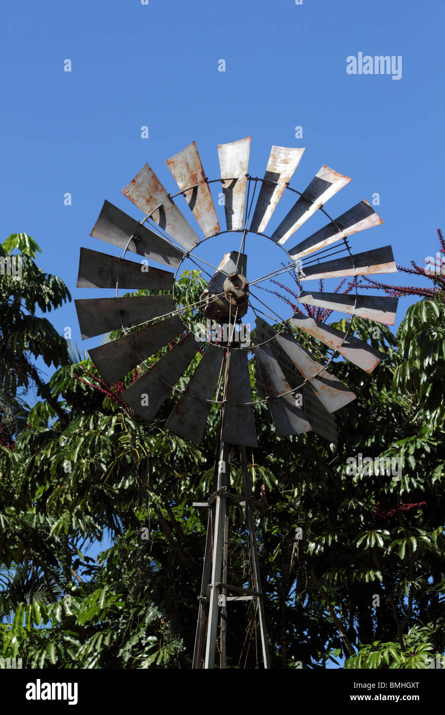 SILVER WINDMILL AGAINST BLUE SKY BACKGROUND BDB Stock Photo - Alamy