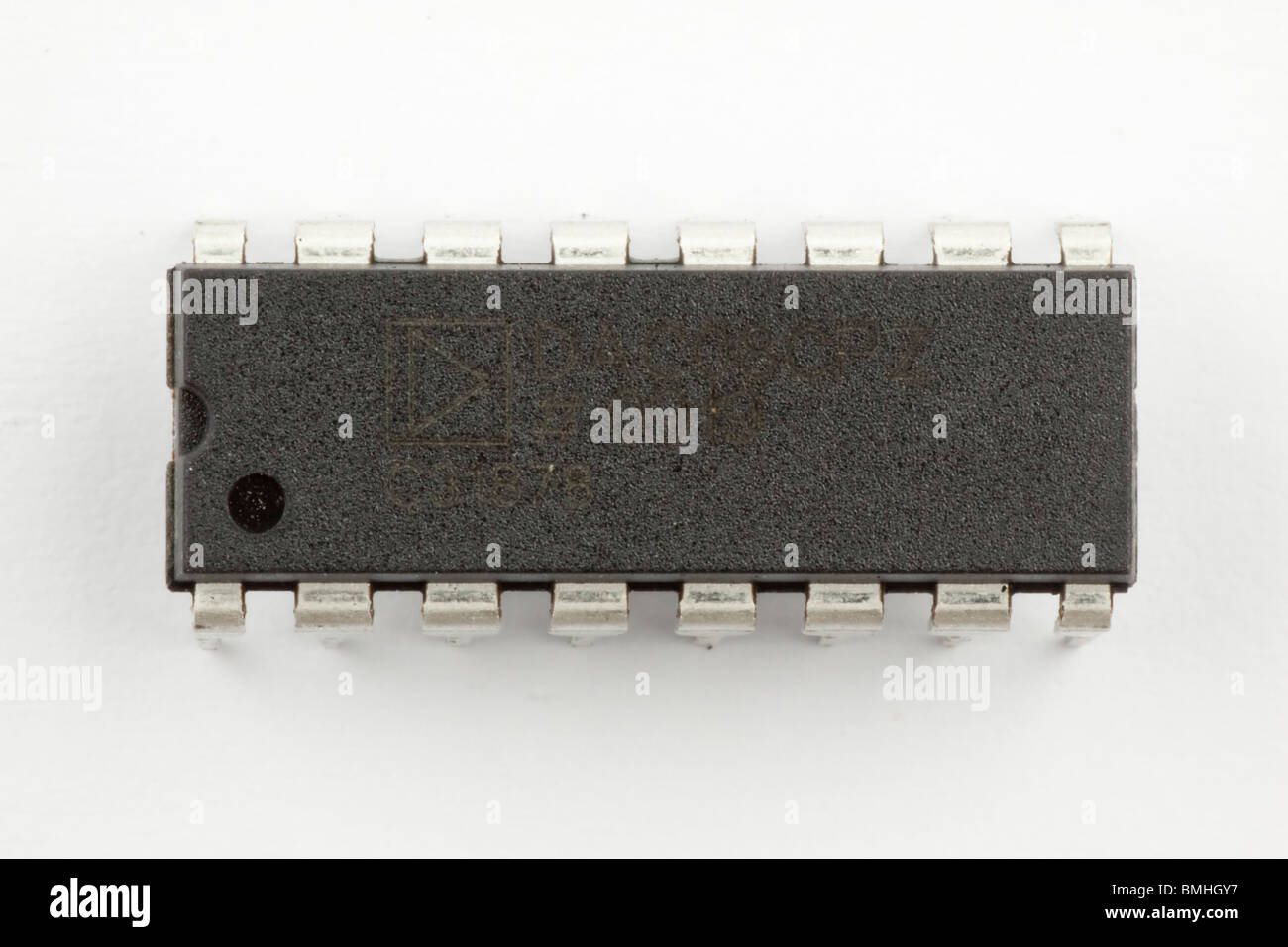 single integrated circuit isolated on white background Stock Photo - Alamy