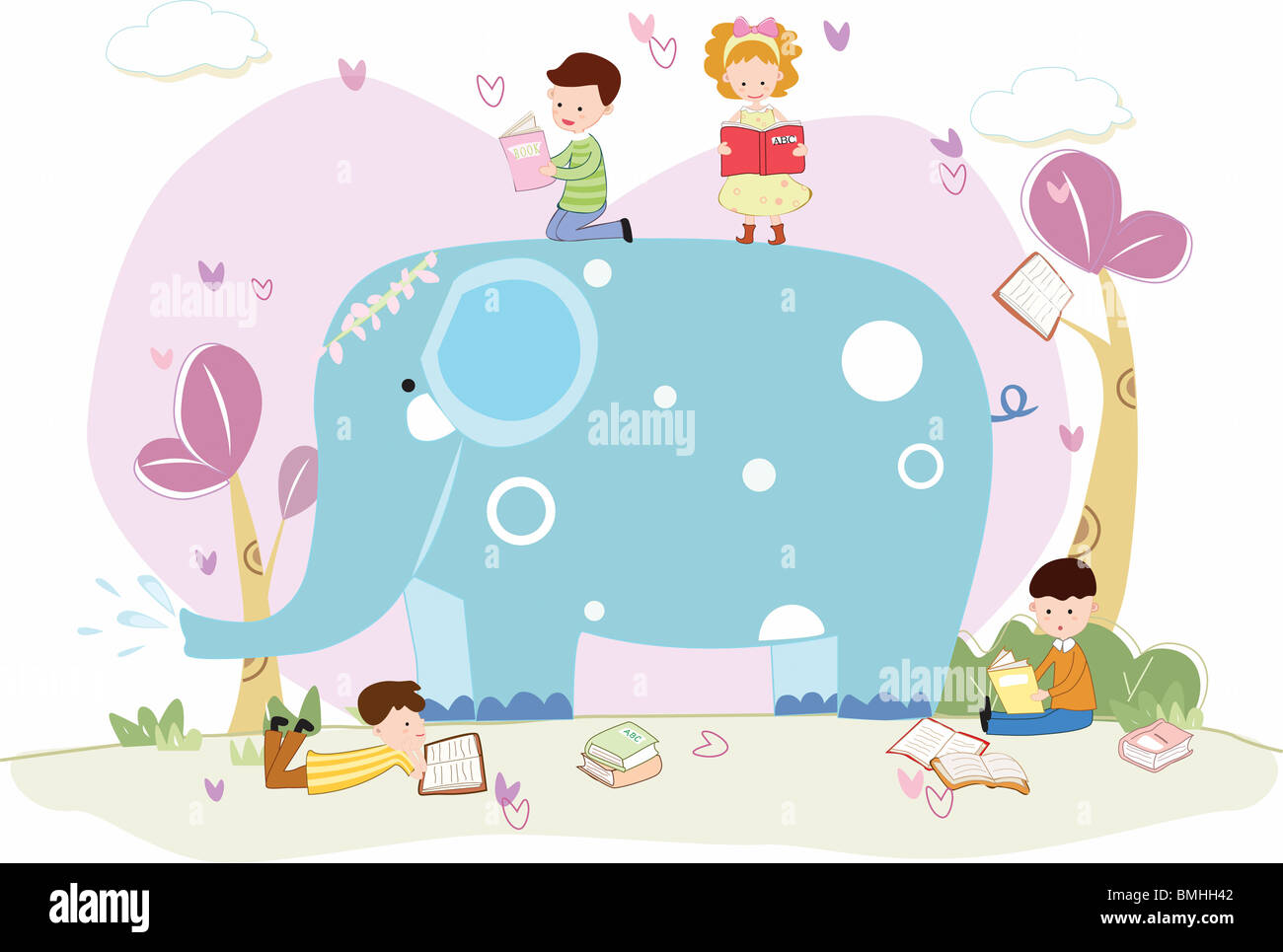 students reading books Stock Photo - Alamy