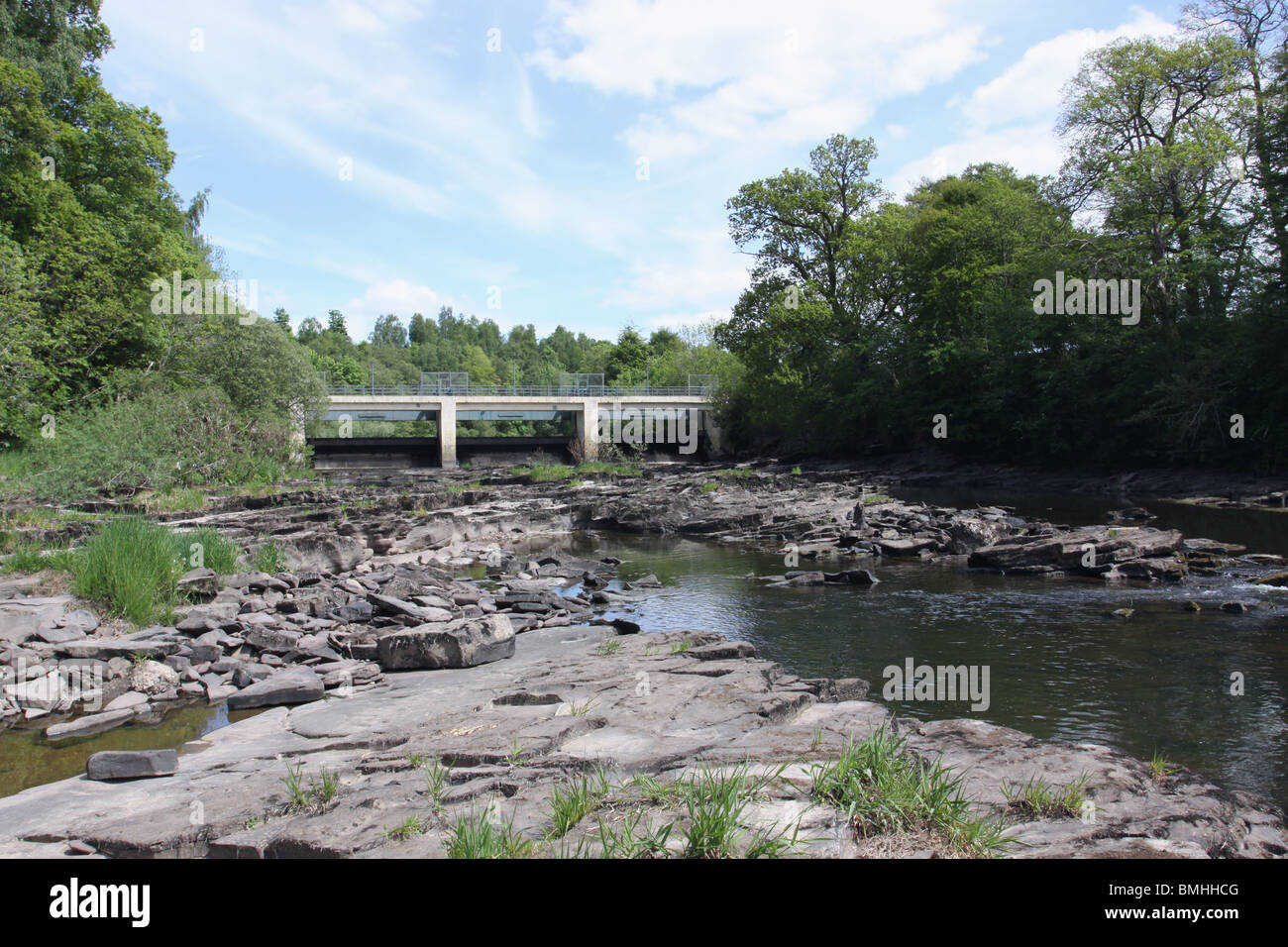 weir on River Clyde near New Lanark South Lanarkshire Scotland June ...