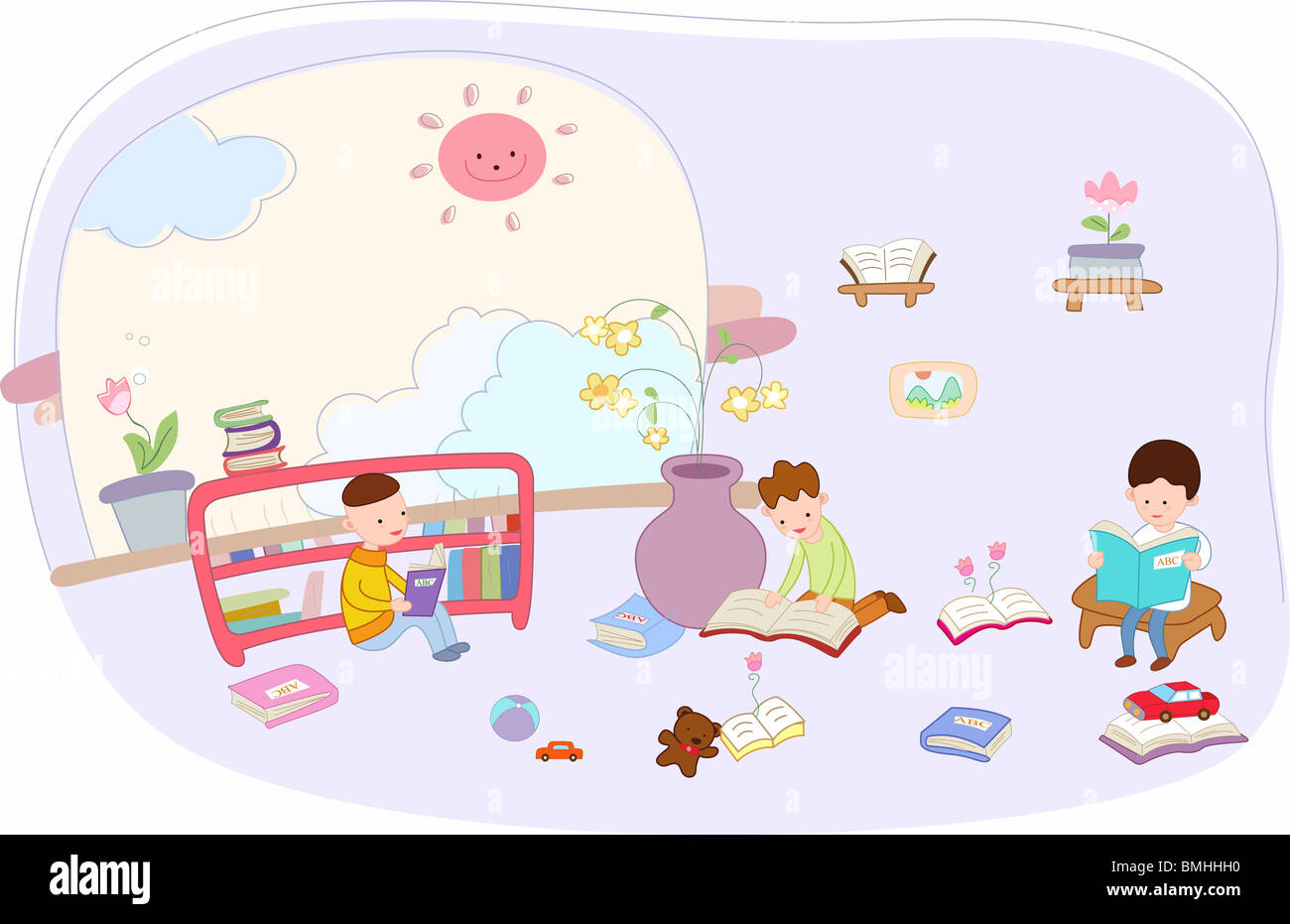 students reading books Stock Photo - Alamy