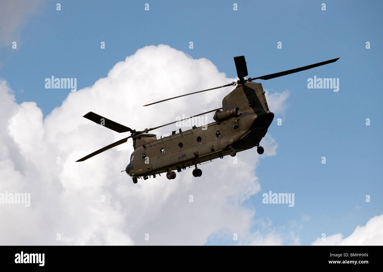 RAF Chinook helicopter on training exercise over British countryside ...