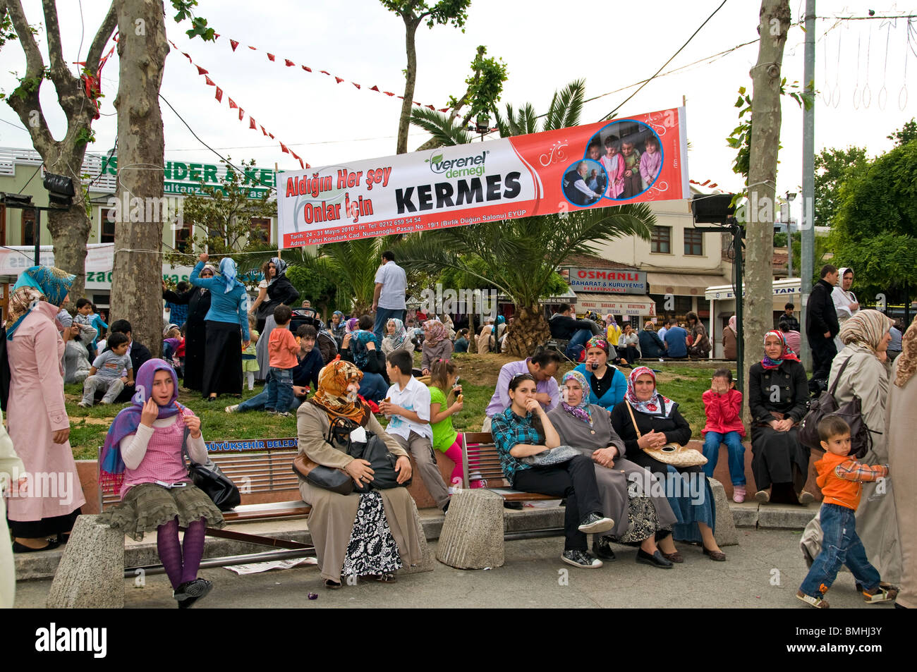 Eyup Market Square in front of Sultan Mosque Camii Istanbul Turkey ...