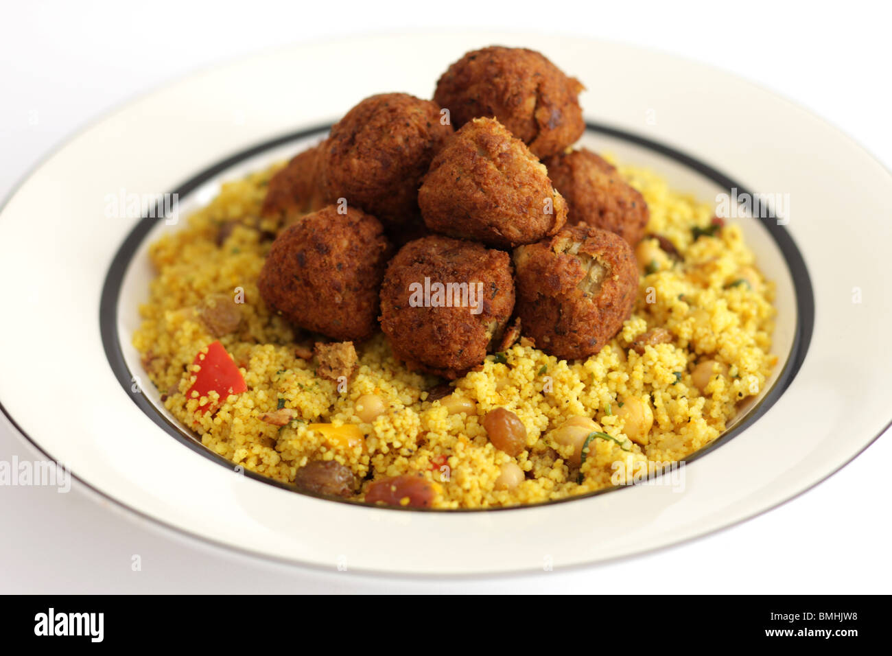 Falafel with Moroccan Couscous Stock Photo - Alamy