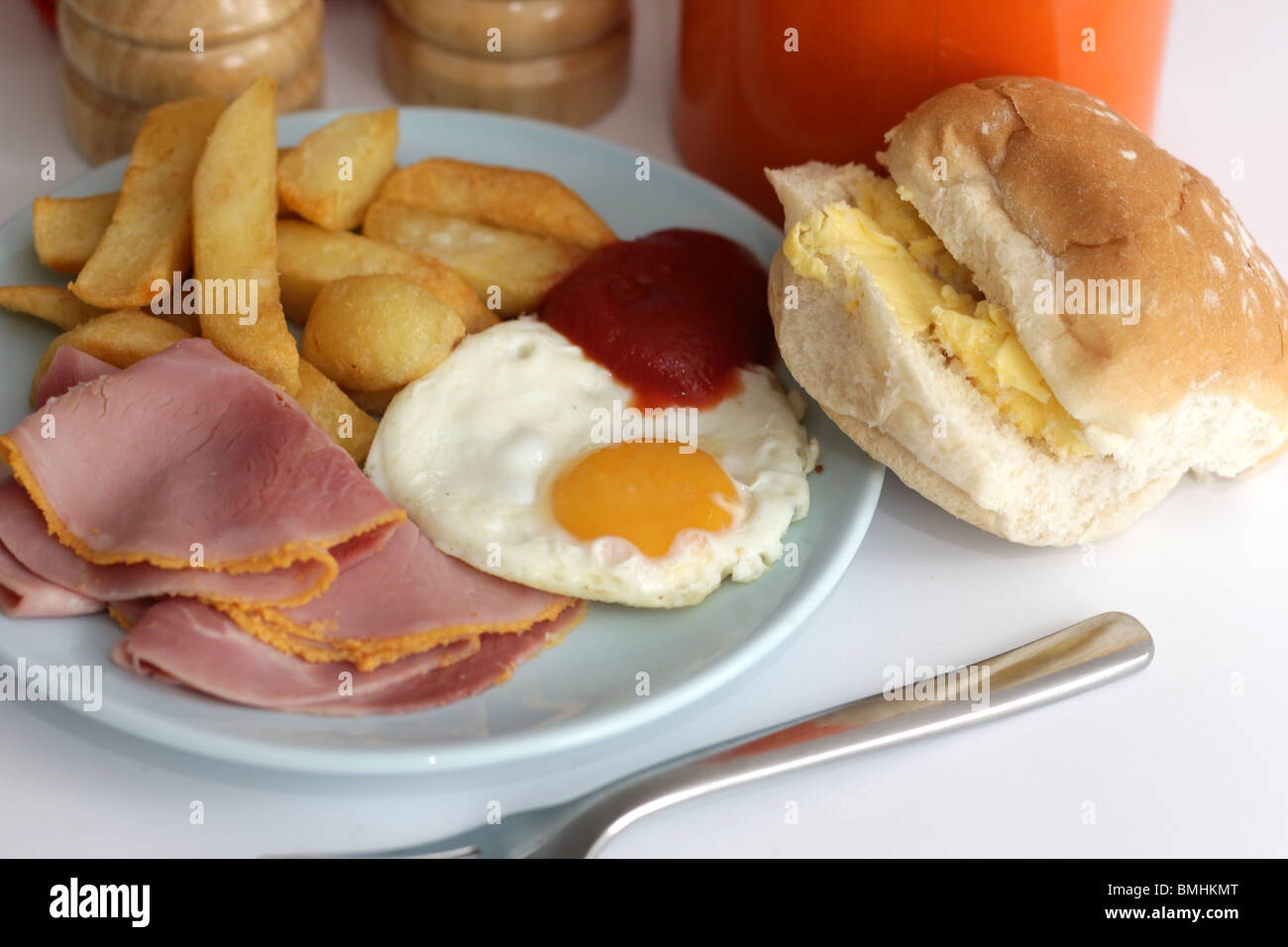 Ham Egg and Chips Stock Photo - Alamy
