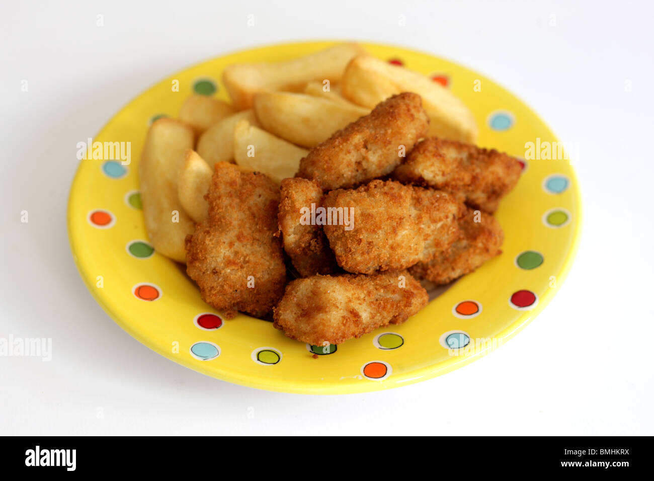 Deep Fried Scampi In Breadcrumbs With Chips And No People Stock Photo ...