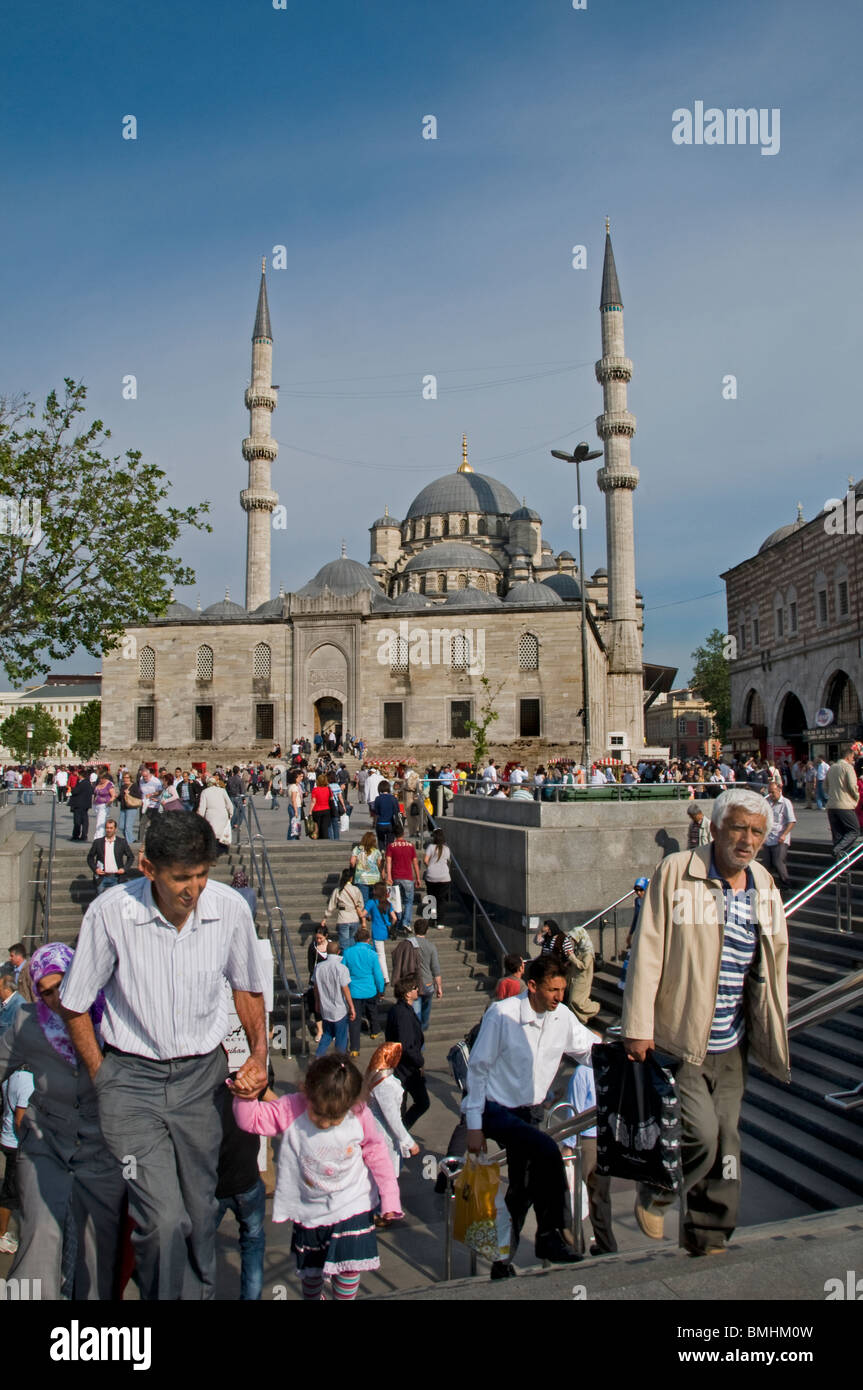 Istanbul Eminonu near Galata bridge Mosque Yeni Camil Meydani Eminonu ...