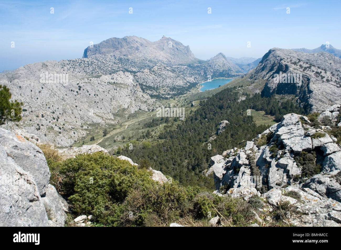 The Cuber and the Gorg Blau Lakes seen from the Ofre summit (Majorca ...