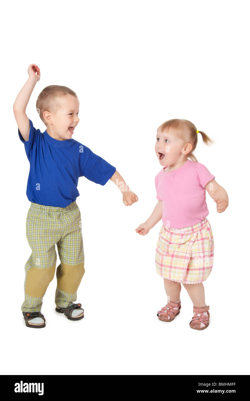 studio shot of two dancing child Stock Photo - Alamy