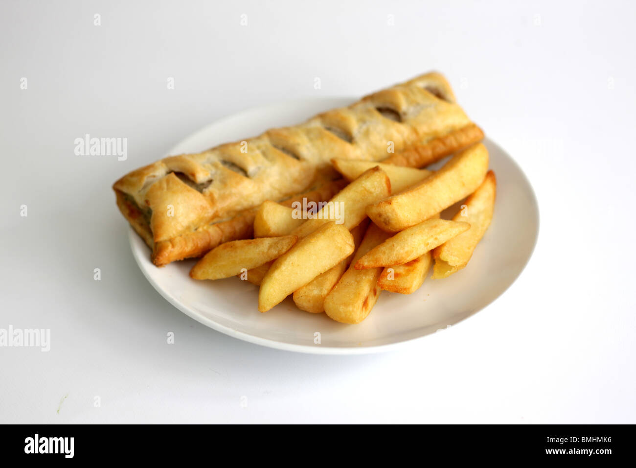 Sausage Roll and Chips Stock Photo - Alamy