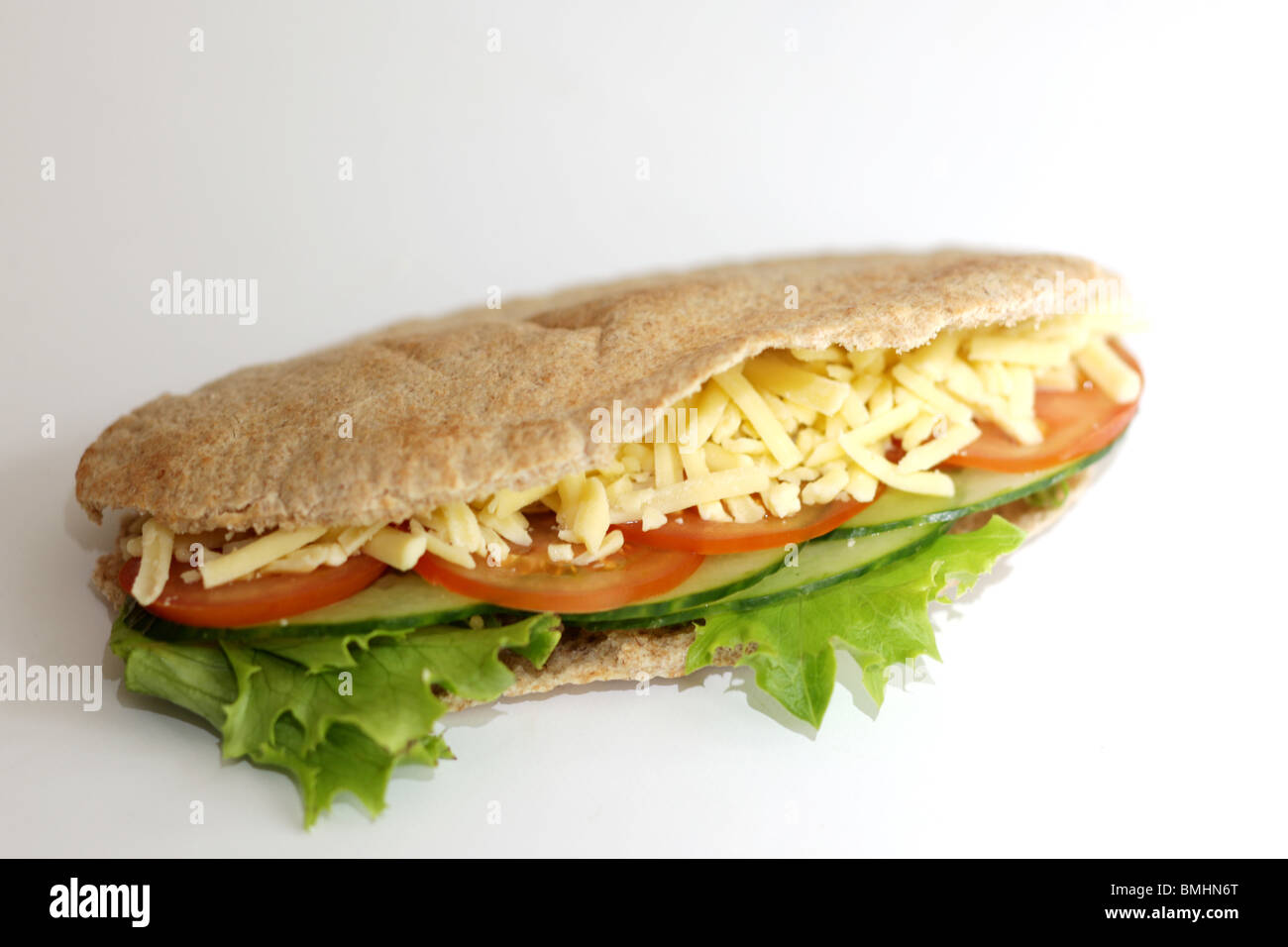 Wholemeal Cheese and Salad Pitta Bread Stock Photo - Alamy