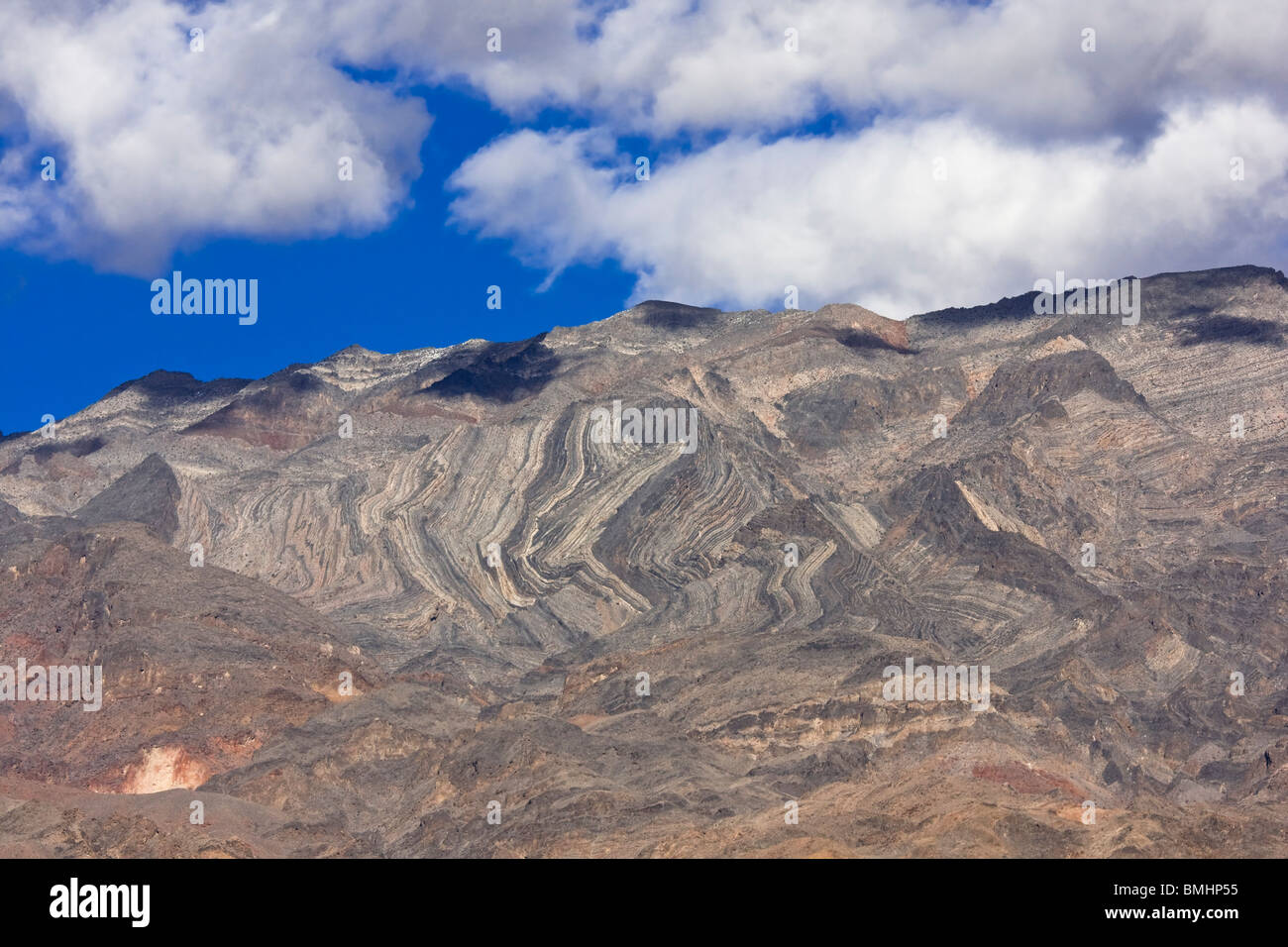 Interesting metamorphic rock patterns in the mountains at Death Valley ...
