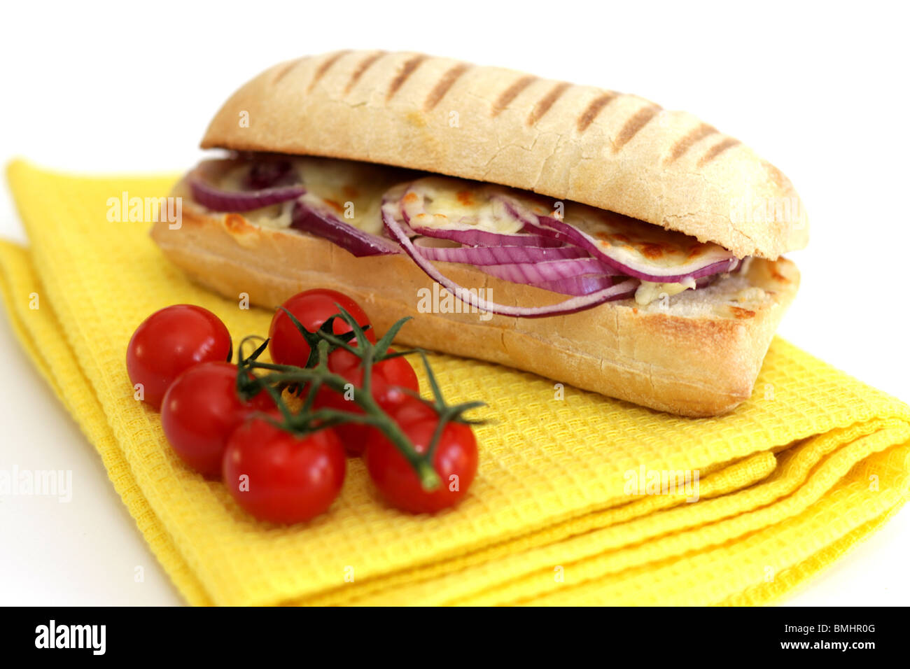 Cheese and Onion Panini Roll Stock Photo - Alamy