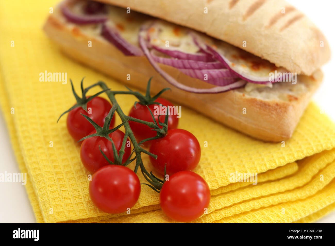 Cheese and Onion Panini Roll Stock Photo - Alamy