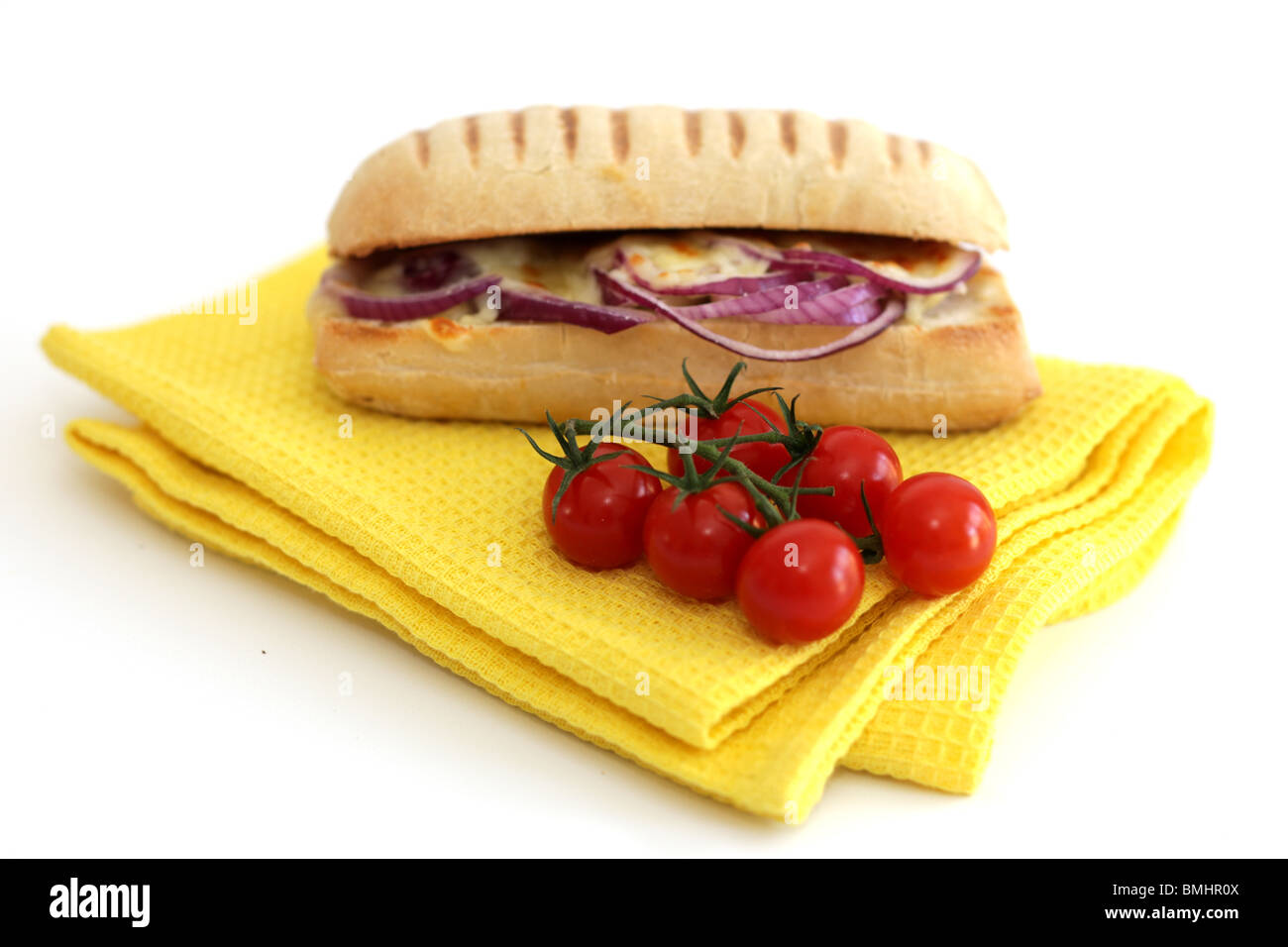 Cheese and Onion Panini Roll Stock Photo - Alamy