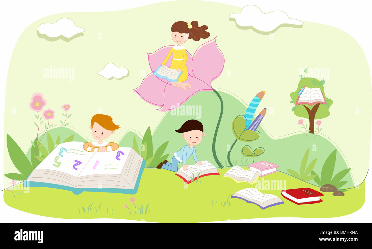 students reading books Stock Photo - Alamy