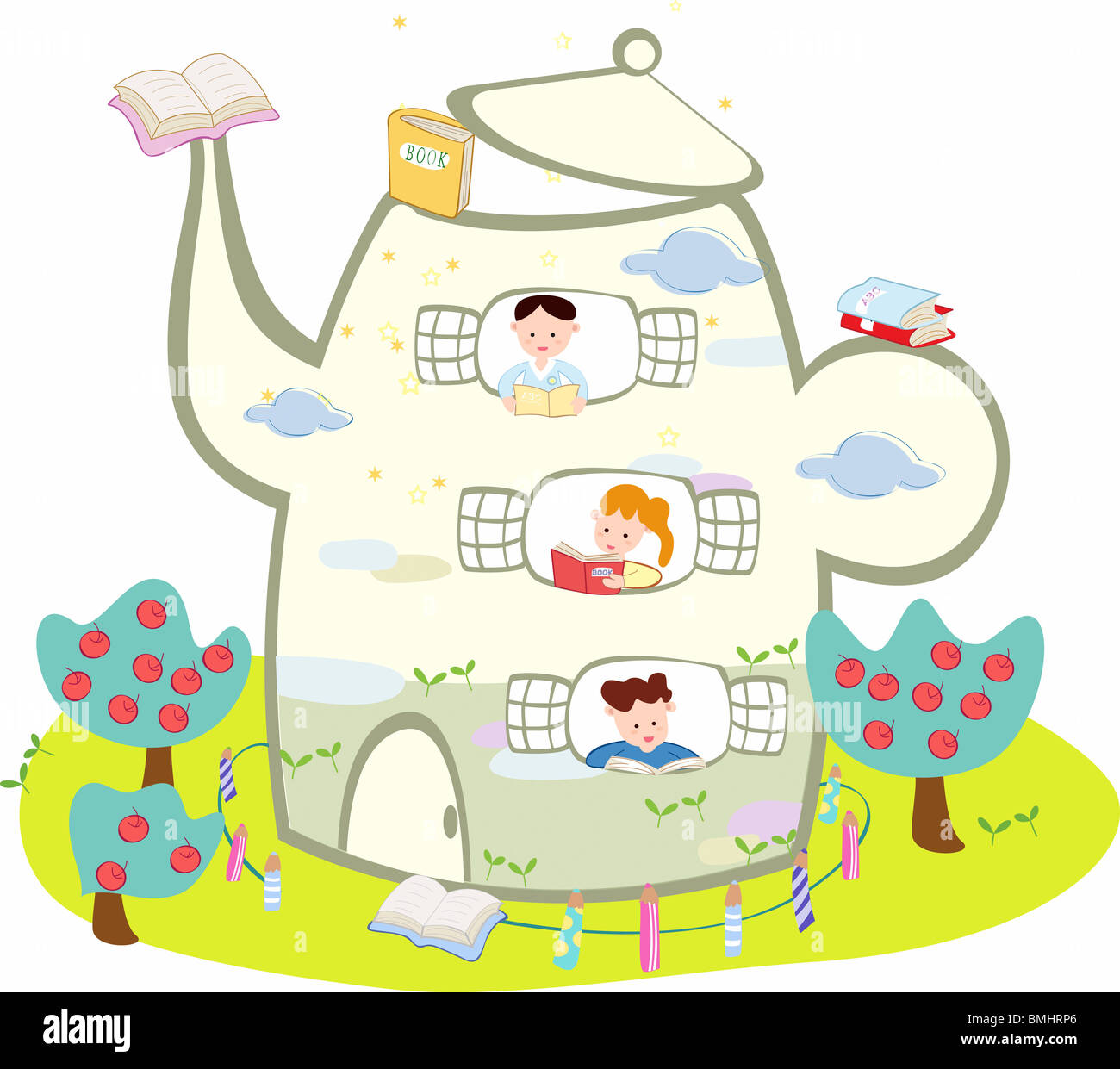 students reading books Stock Photo - Alamy