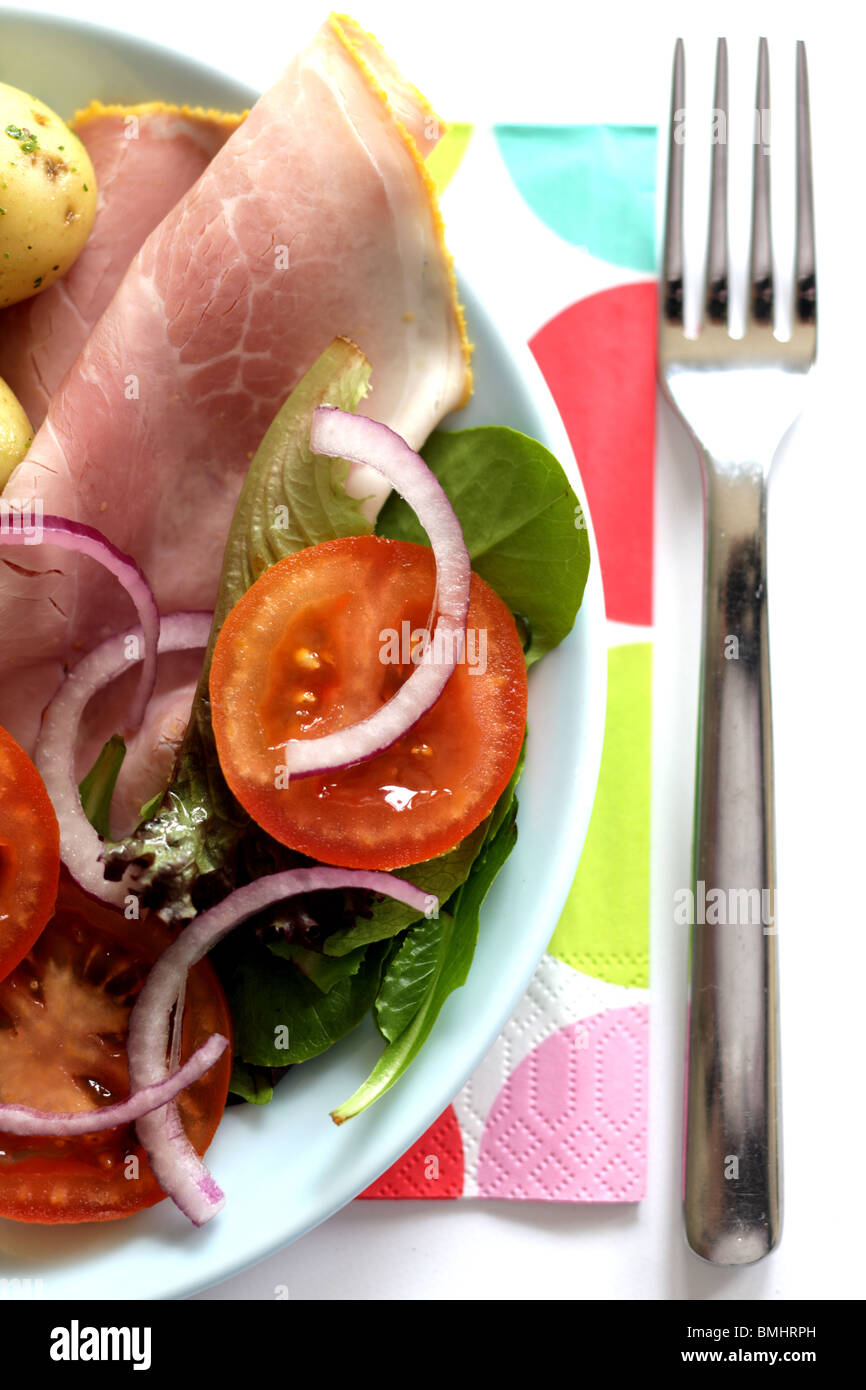 Ham Salad with New Boiled Potatoes Stock Photo - Alamy