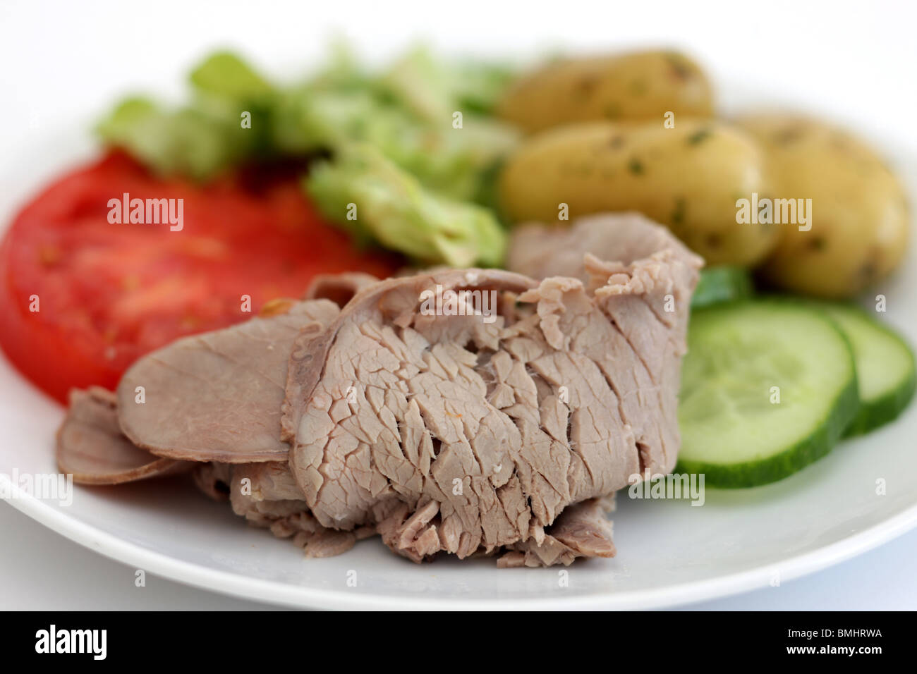 Roast Beef Salad with New Boiled Potatoes Stock Photo - Alamy