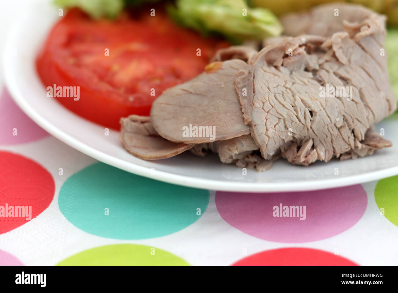 Roast Beef Salad with New Boiled Potatoes Stock Photo - Alamy
