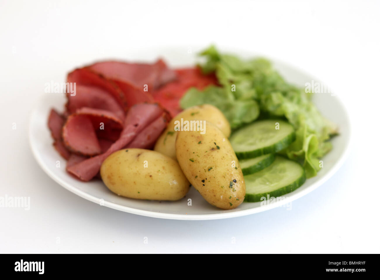 Pastrami Salad with New Boiled Potatoes Stock Photo - Alamy