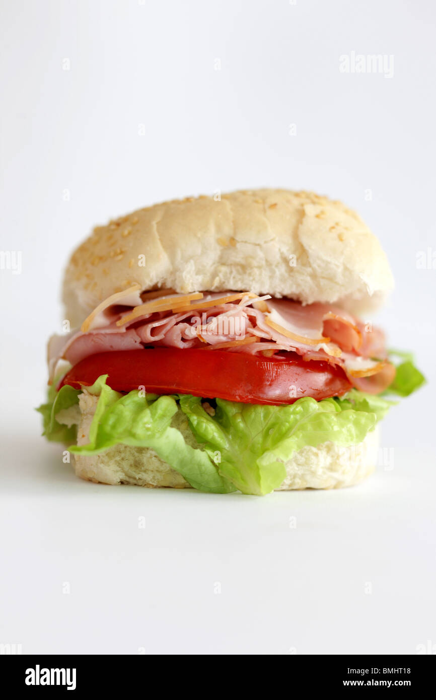 Sliced ham on white Cut Out Stock Images & Pictures - Alamy