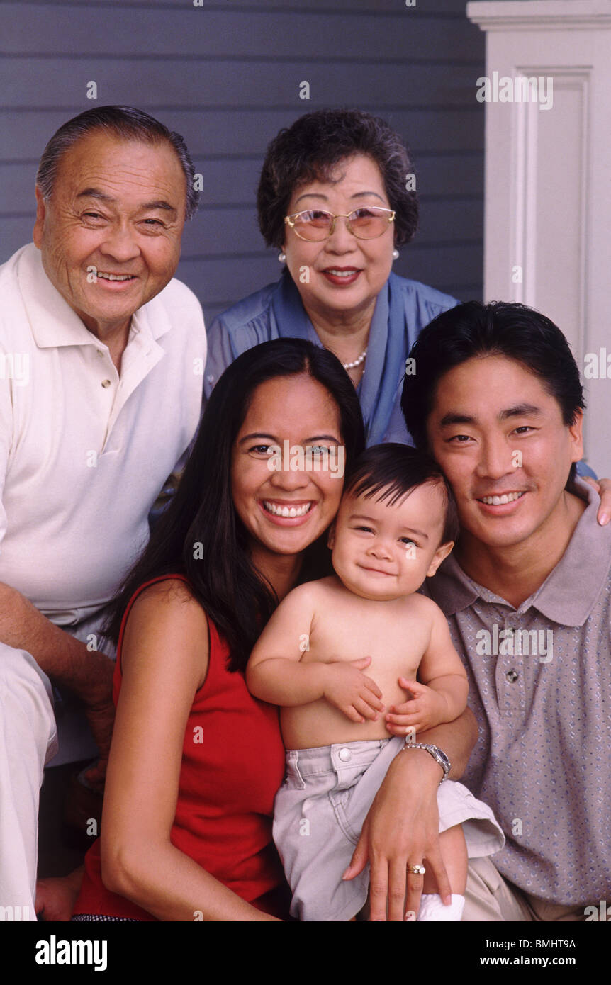 Portrait of three generations Stock Photo - Alamy