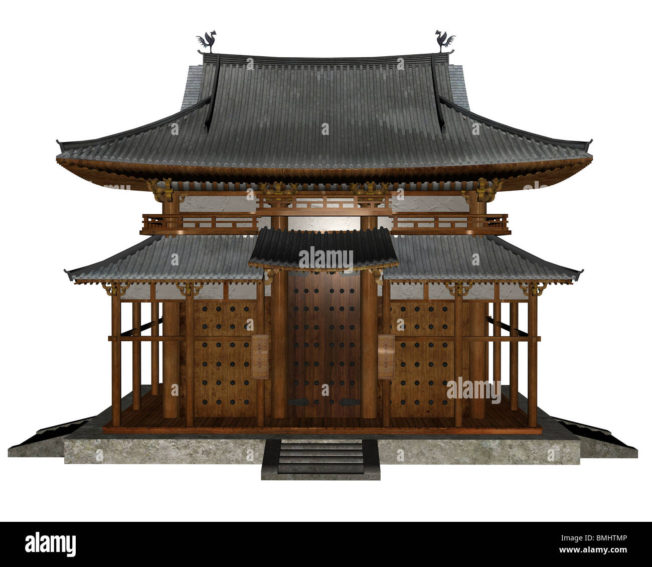 3D rendered buddhist temple on white background isolated Stock Photo ...