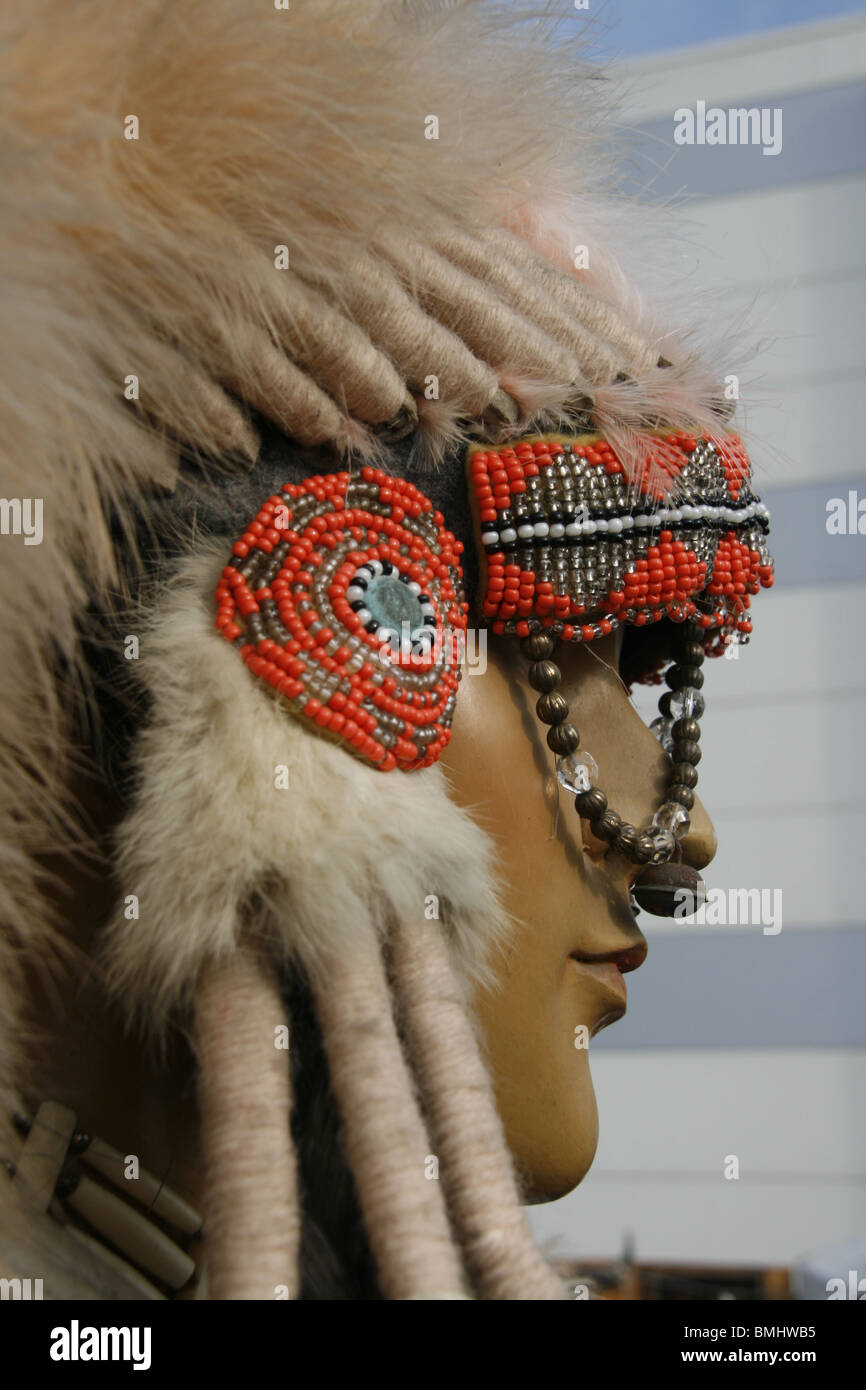 north american red indian mannequin in traditional costume Stock Photo ...