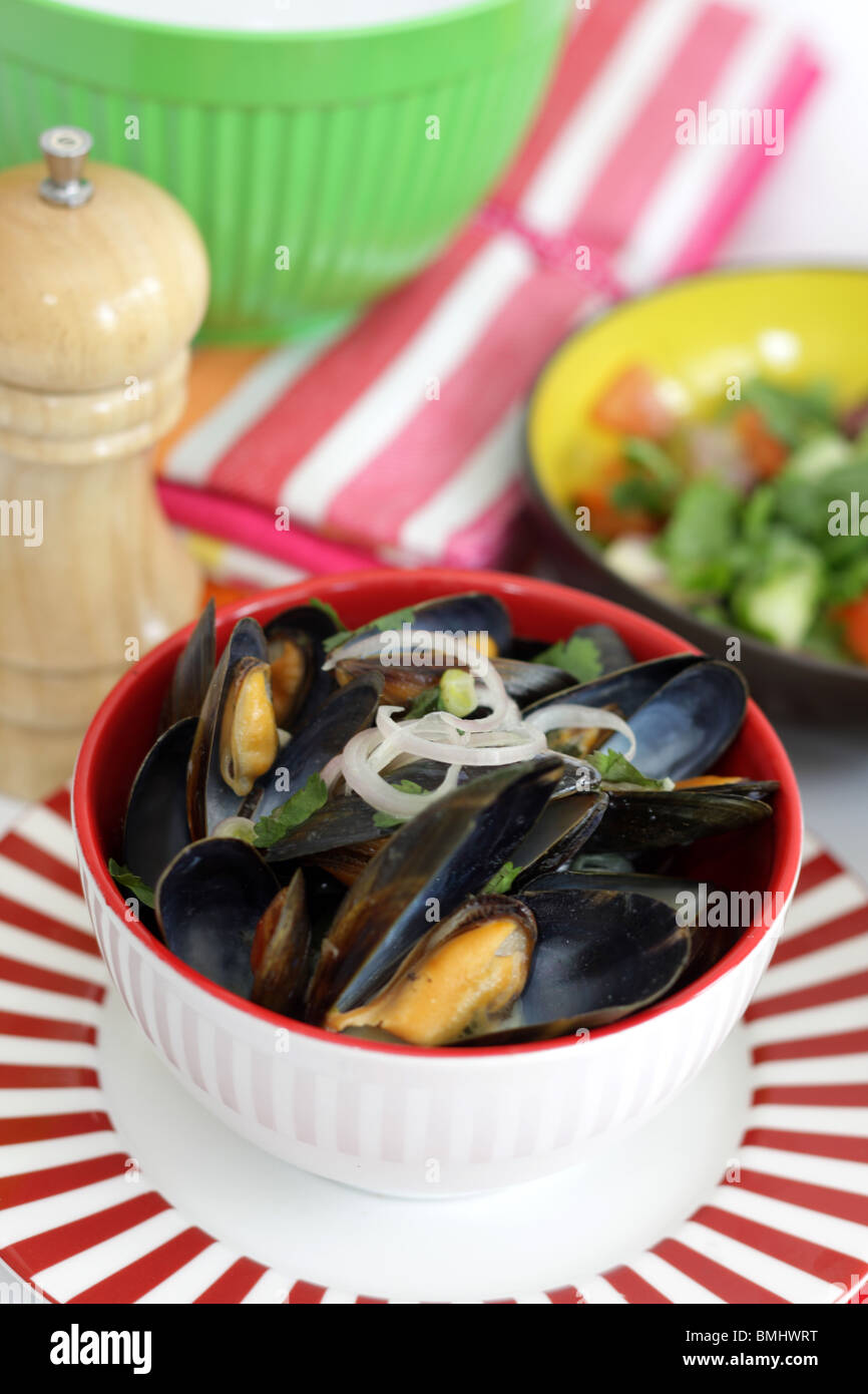 Bowl of Mussels Stock Photo - Alamy